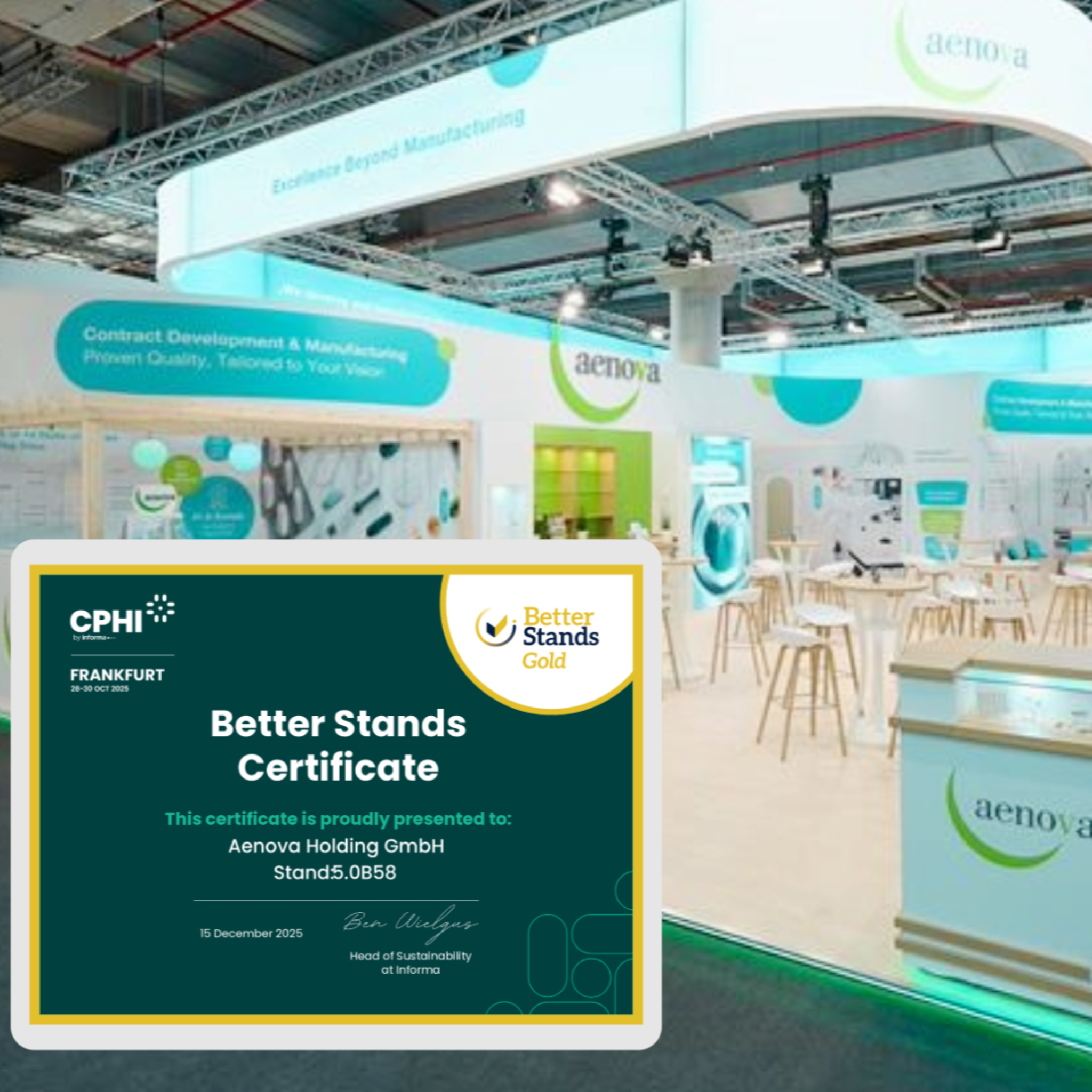 Aenova CDMO Messestand erhält Gold-Auszeichnung für Nachhaltigkeit ...
